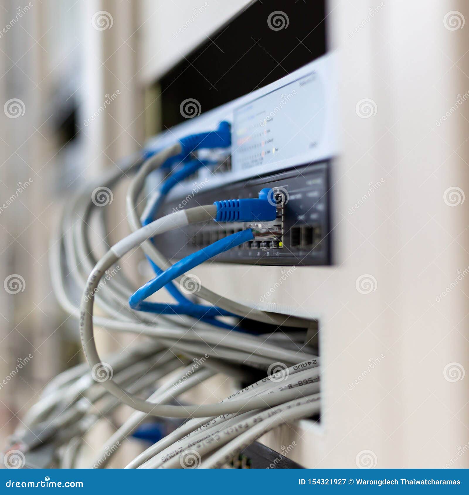 Network Cables Connected in Network Switches Hub Stock Image - Image of ...