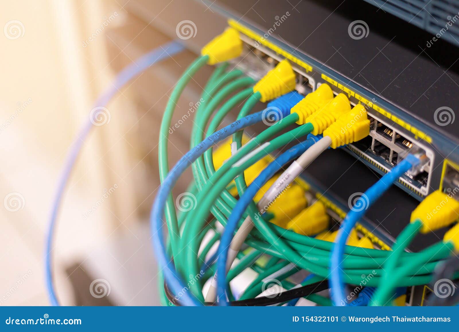 Network Cables Connected in Network Switches Hub Stock Image - Image of ...