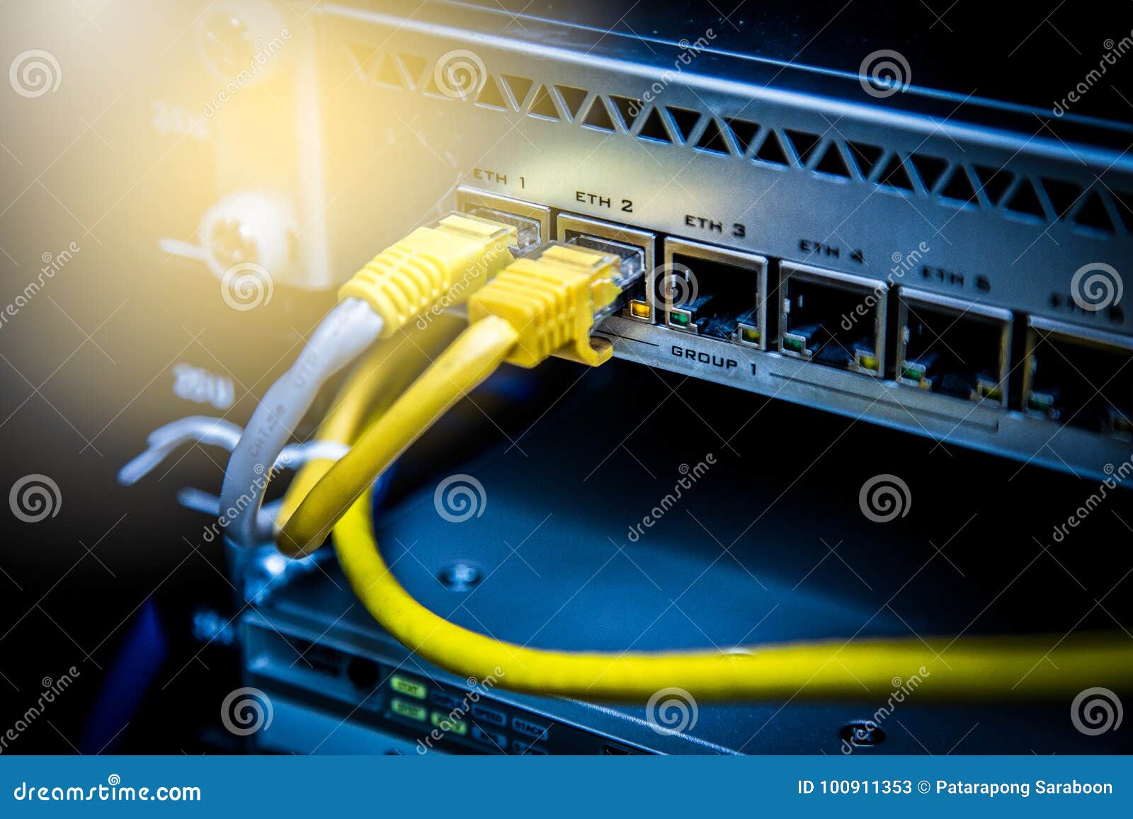 Network cables connected stock image. Image of data - 100911353
