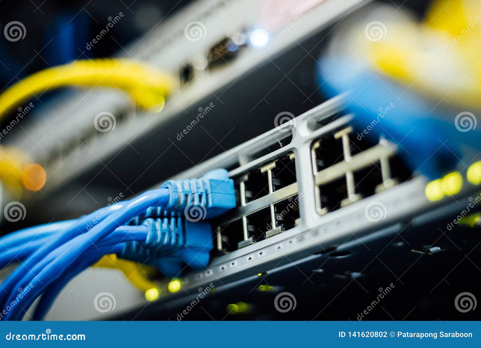 Network Cables Connected in a Technology Data Center Stock Photo ...