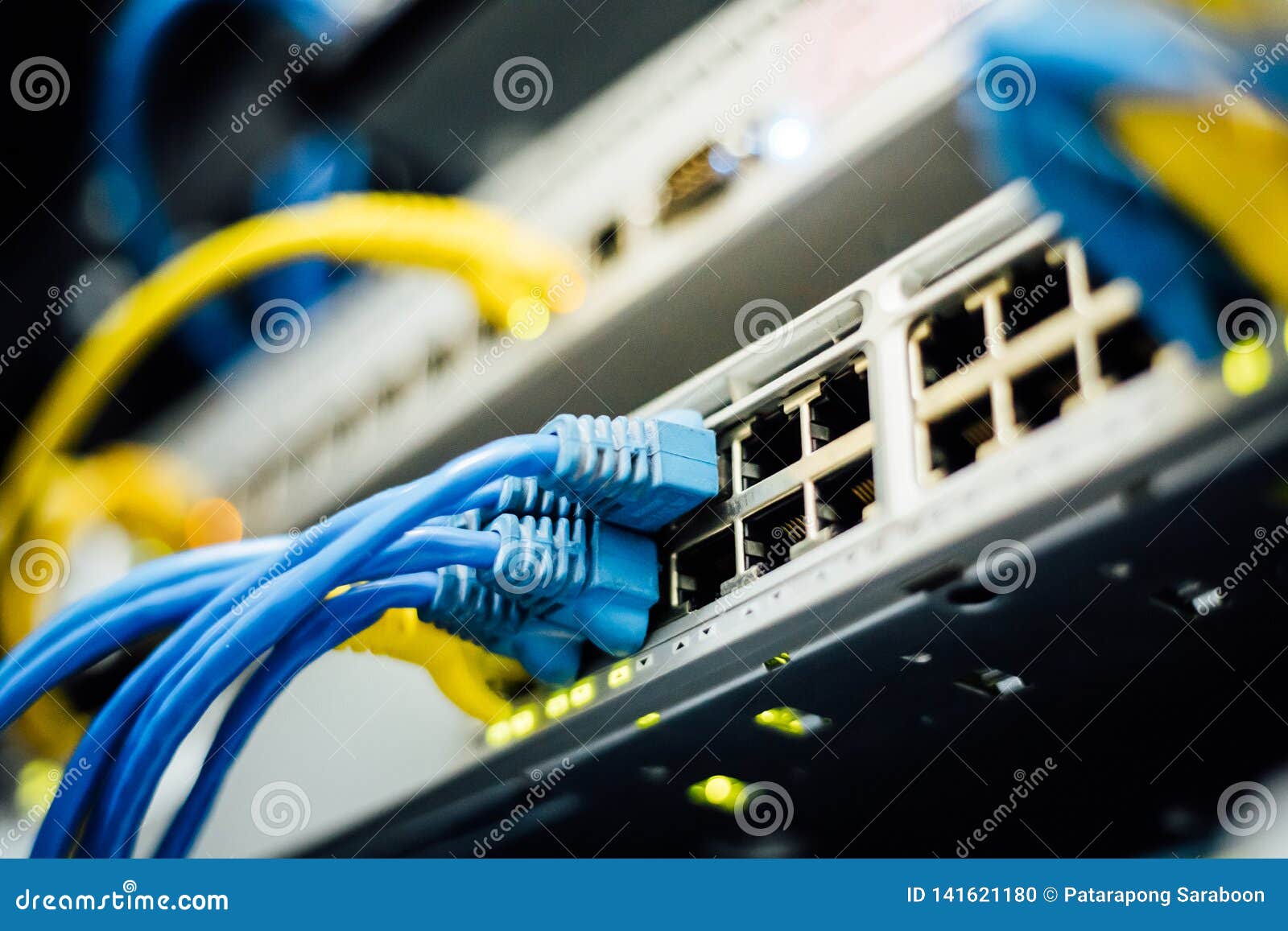 Network Cables Connected in a Technology Data Center Stock Photo ...