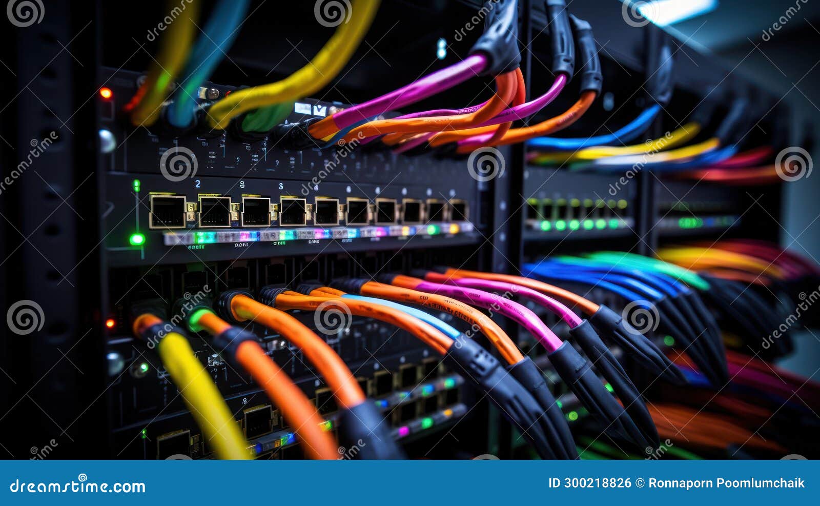Network Cables Connected To a Black Patch Panel in a Data Server Room ...