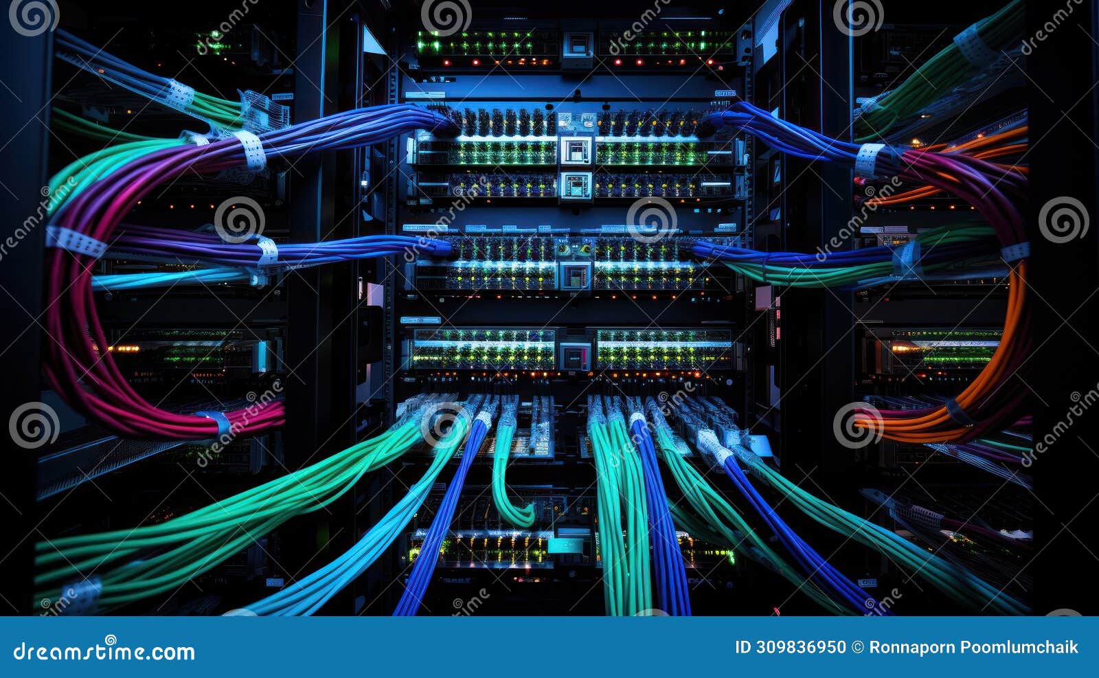Network Cables Connected To a Black Patch Panel in a Data Server Room ...