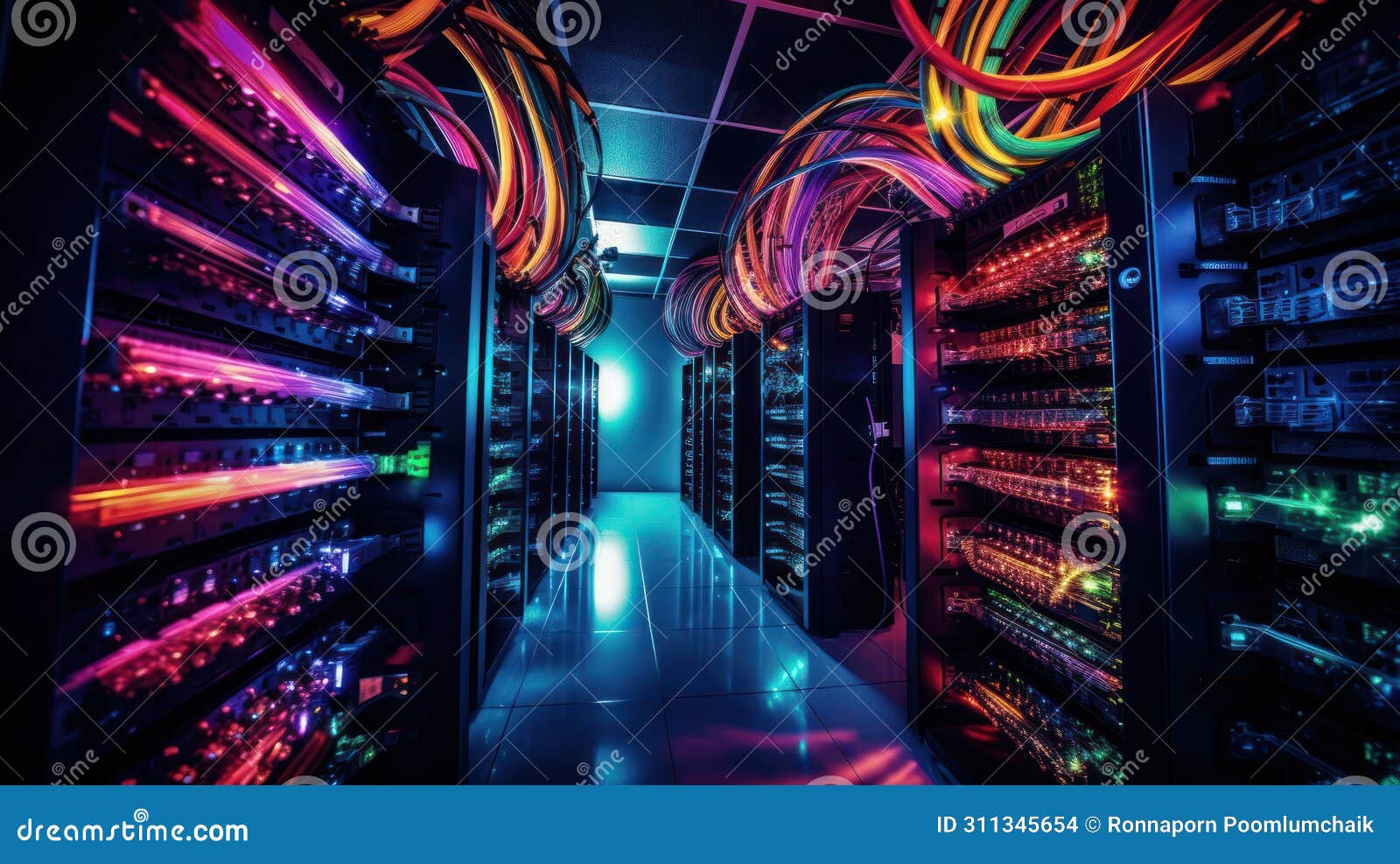 Network Cables Connected To a Black Patch Panel in a Data Server Room ...