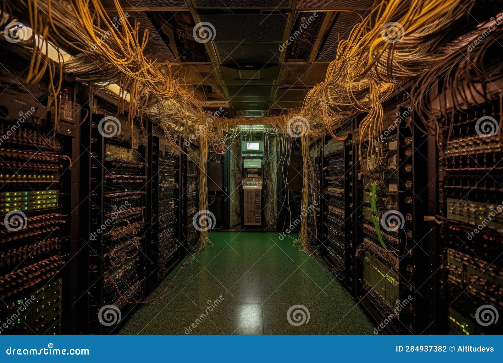 Network Cables Connected To a Mainframe Computer Stock Illustration ...