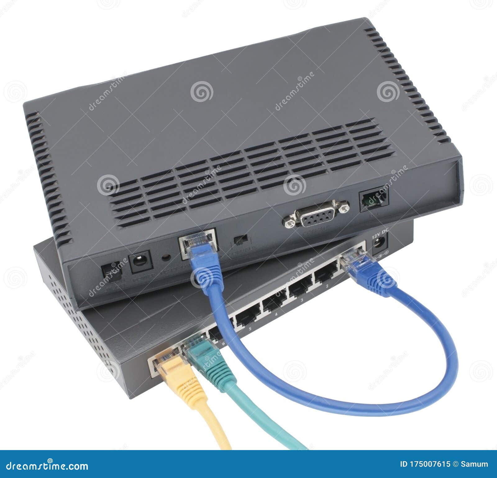 Network Cables Connected To Router Stock Image - Image of ethernet ...