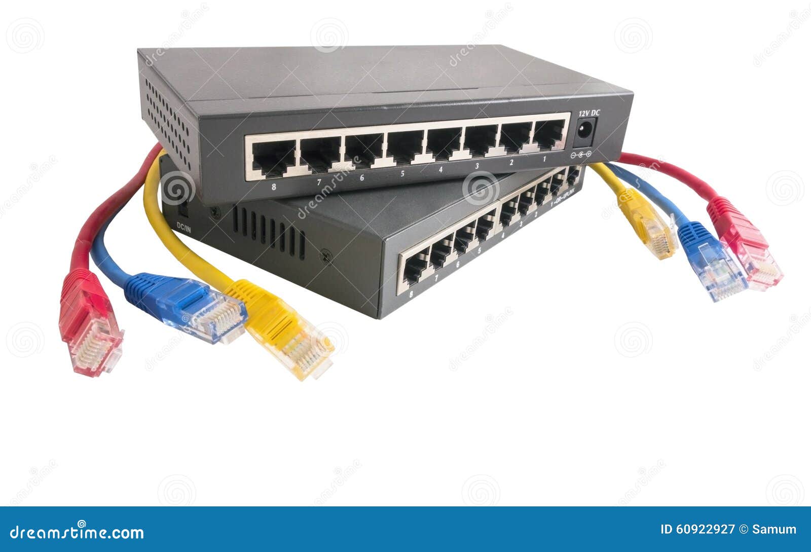 Network Cables Connected To Router Stock Image - Image of center ...