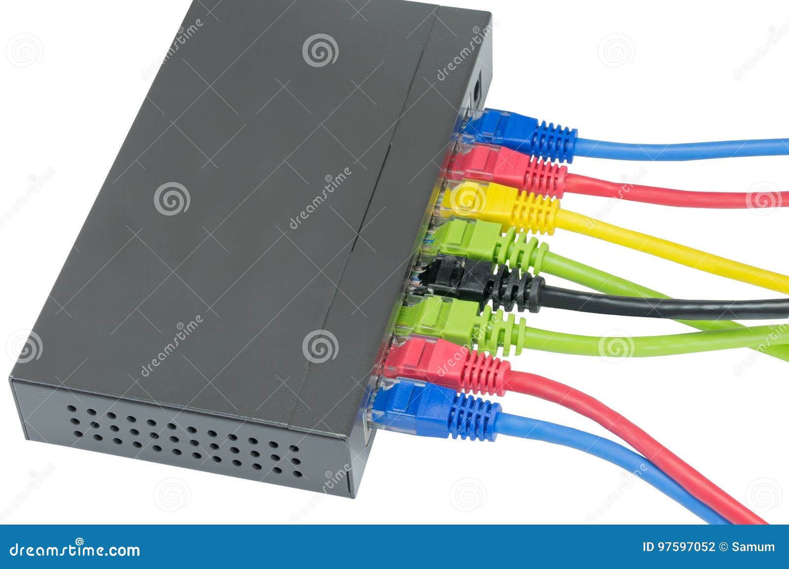 Network Cables Connected To Router Stock Photo - Image of plug ...