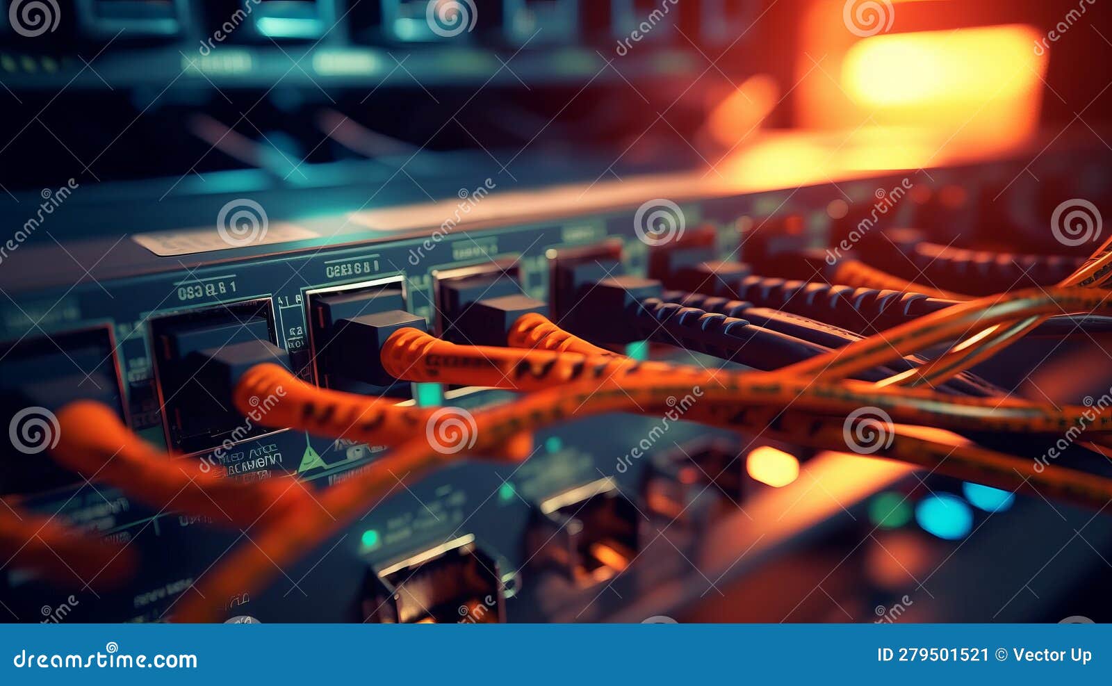 Network Cables Connected To Router. Generative AI Stock Illustration ...