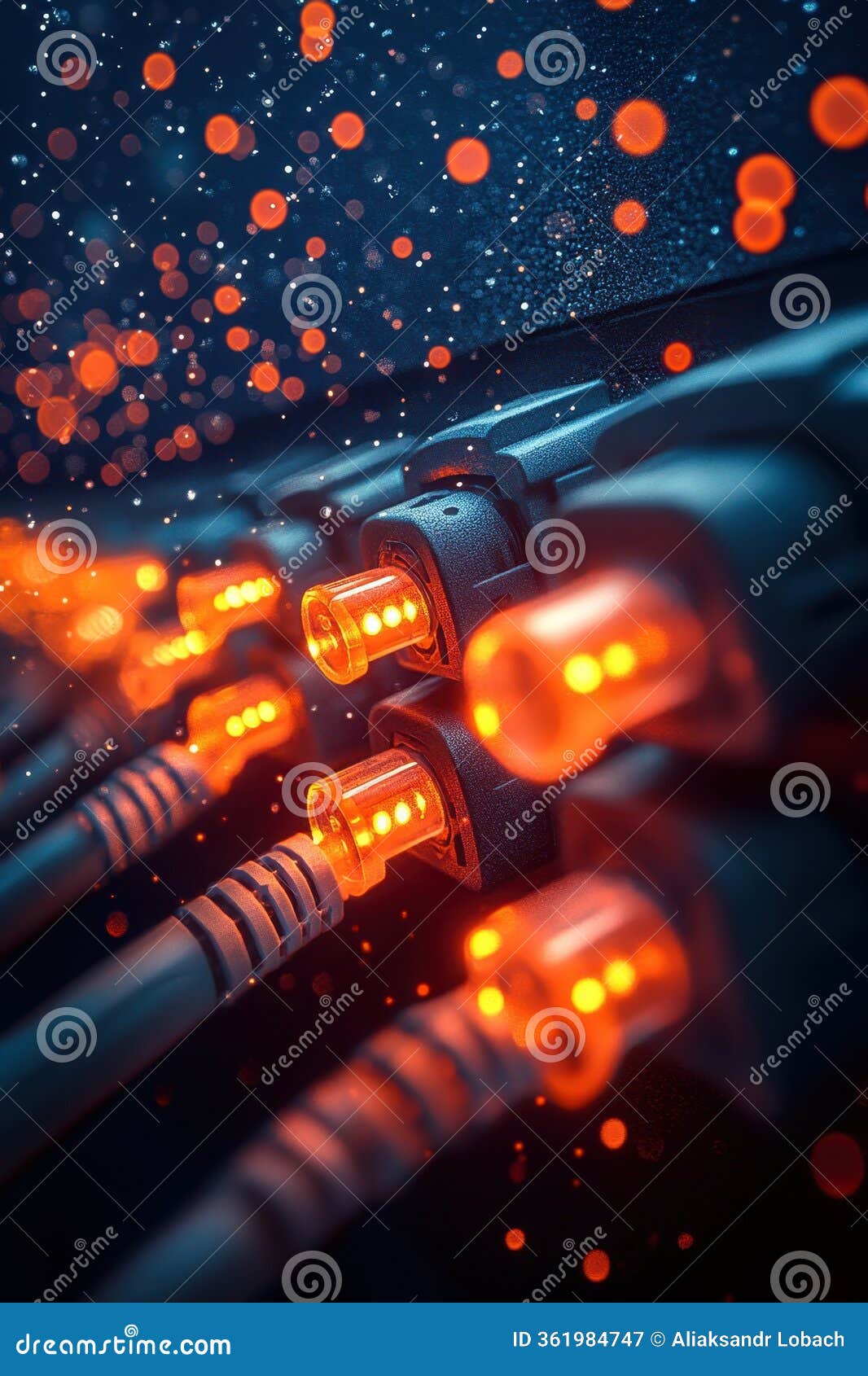 Network Cables Connected To a Server Rack with Glowing Lights ...