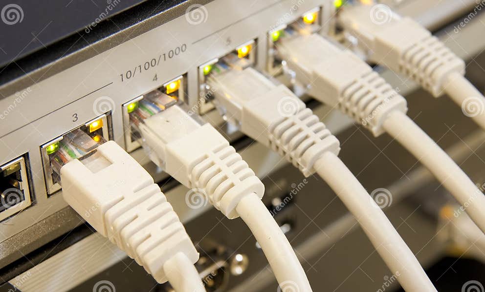Network Cables Connected To Switch Stock Photo - Image of network ...