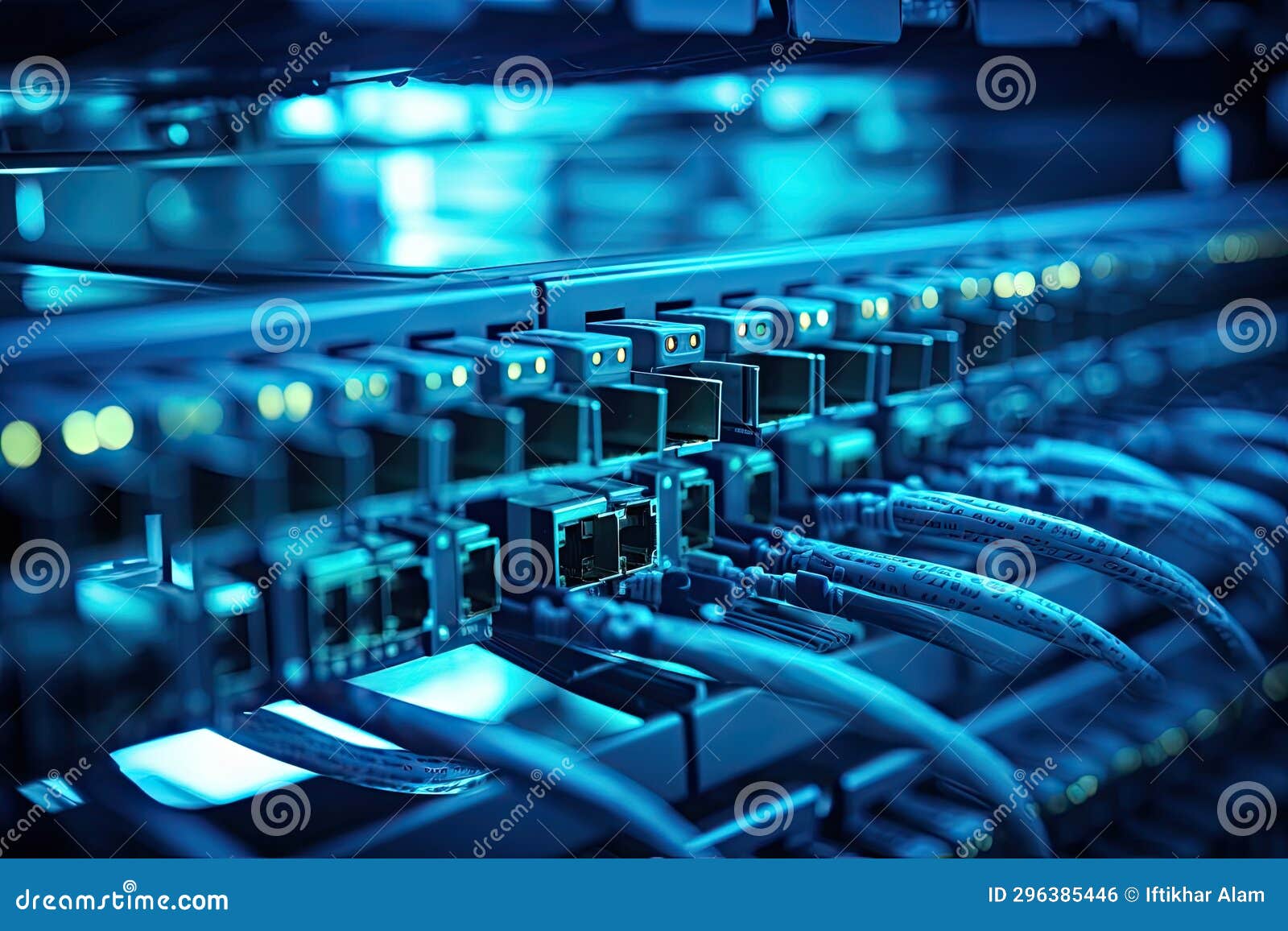 Network Cables Connected To Switch - Close Up of Data Center Hardware ...