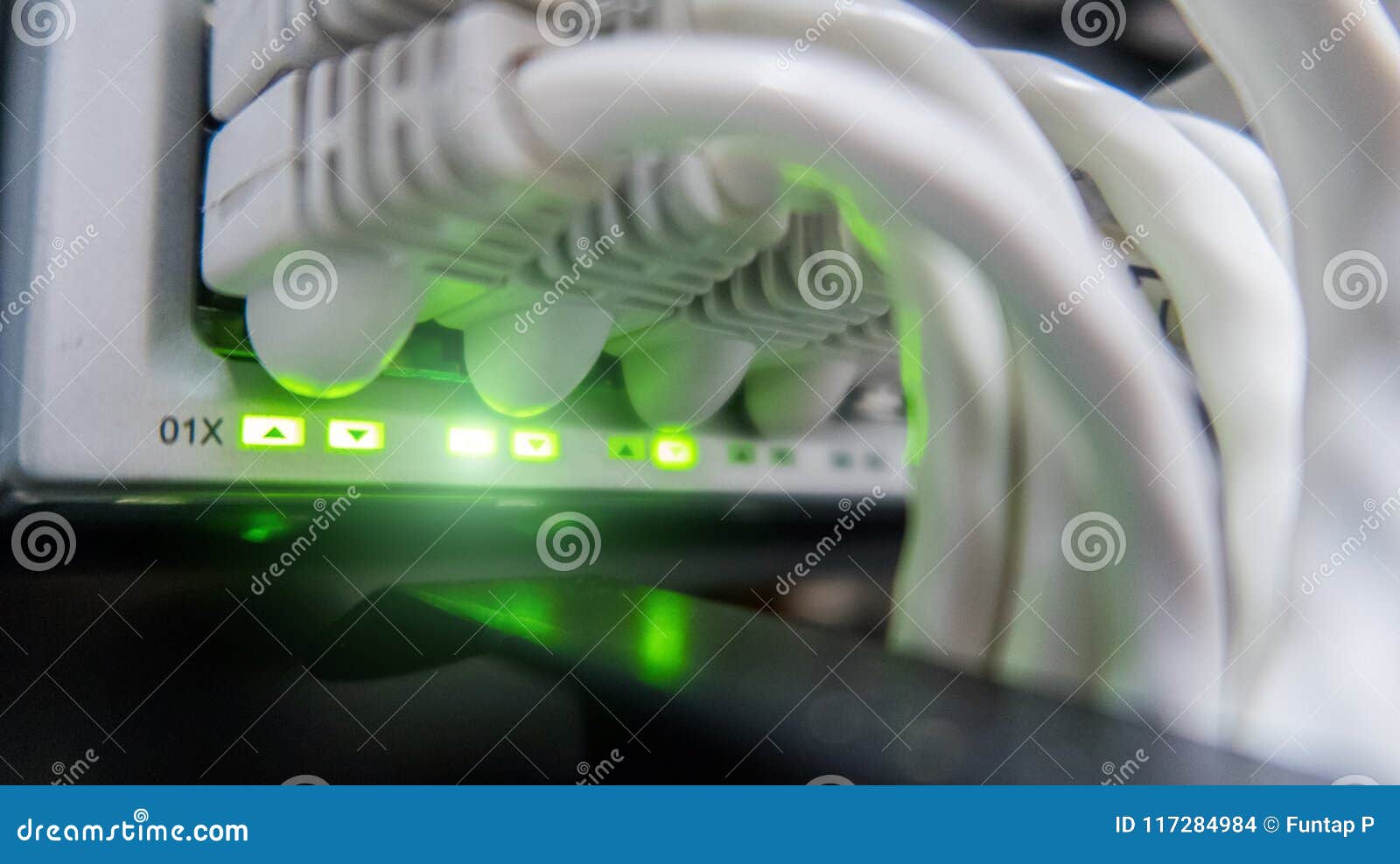 Network Cables Connected To Switch. Network Hub Stock Photo - Image of ...