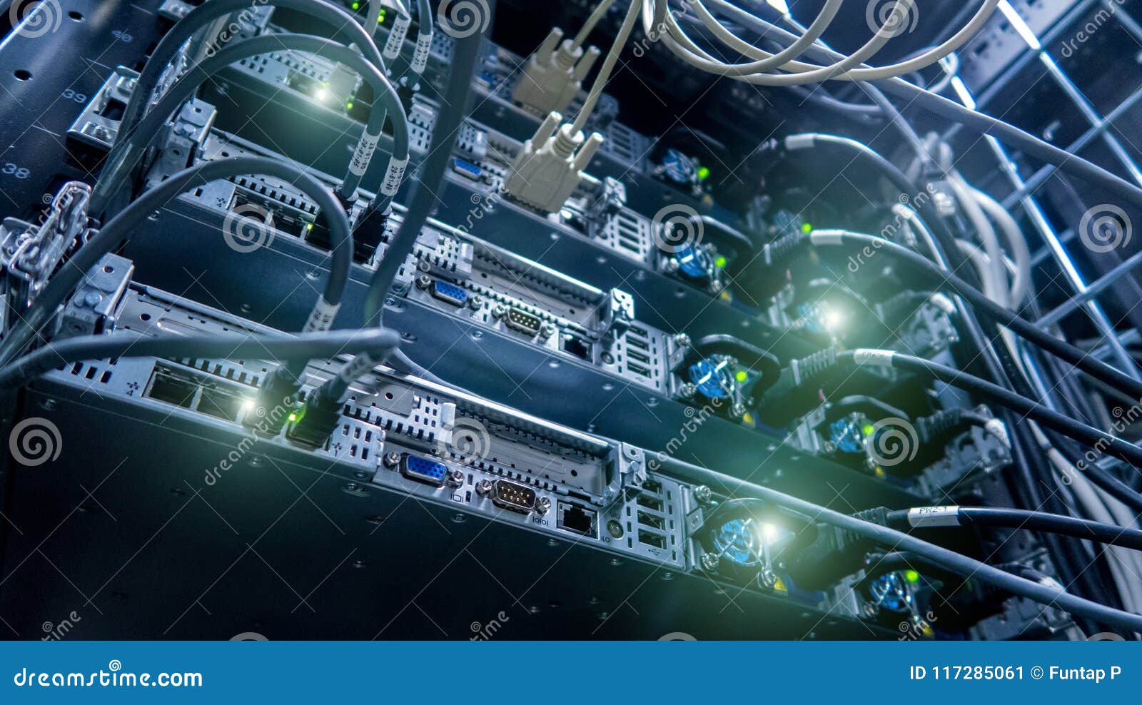 Network Cables Connected To Switch. Network Hub. Stock Image - Image of ...