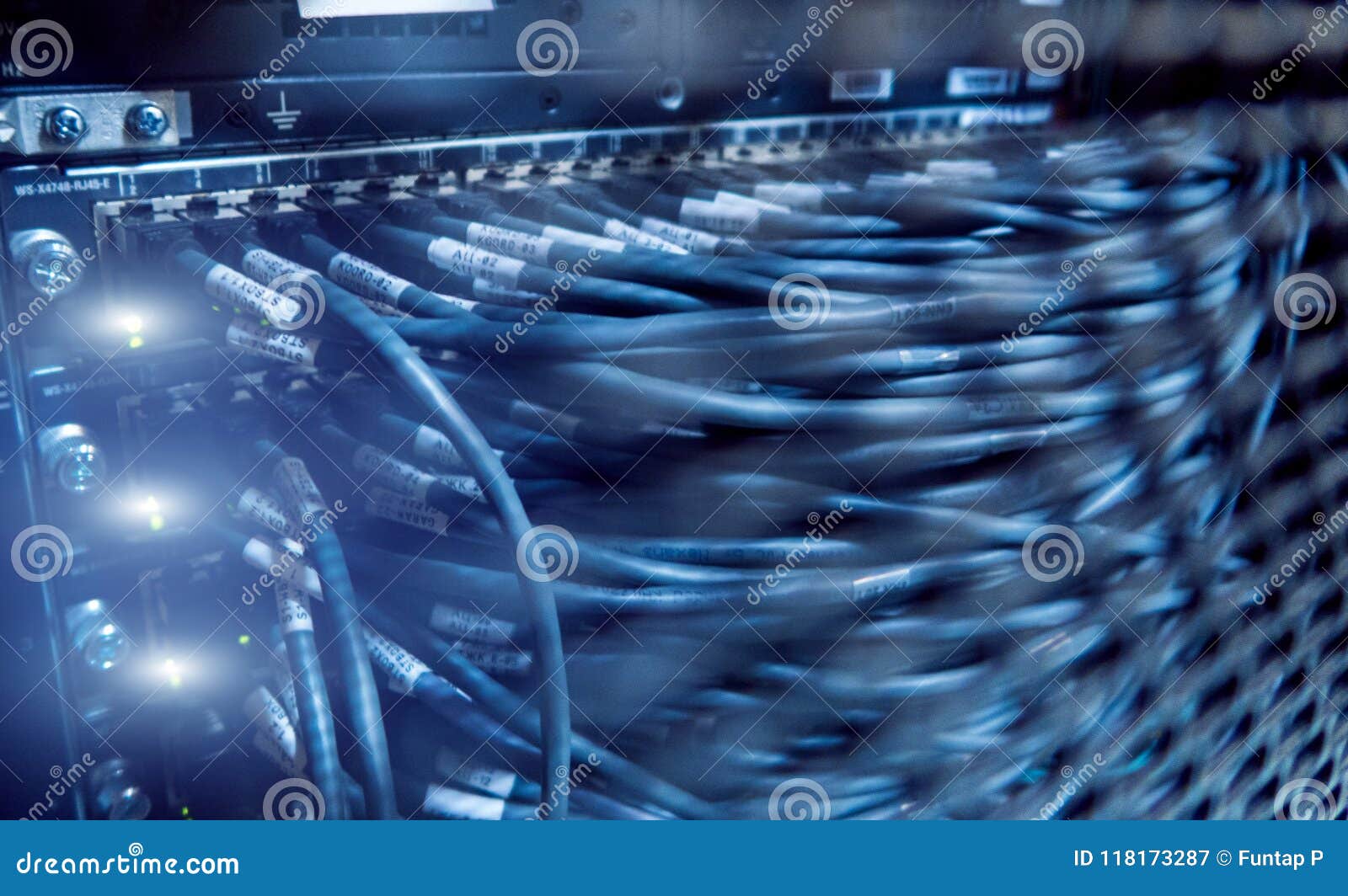Network Cables Connected To Switch. Server Racks, Server Room Stock ...