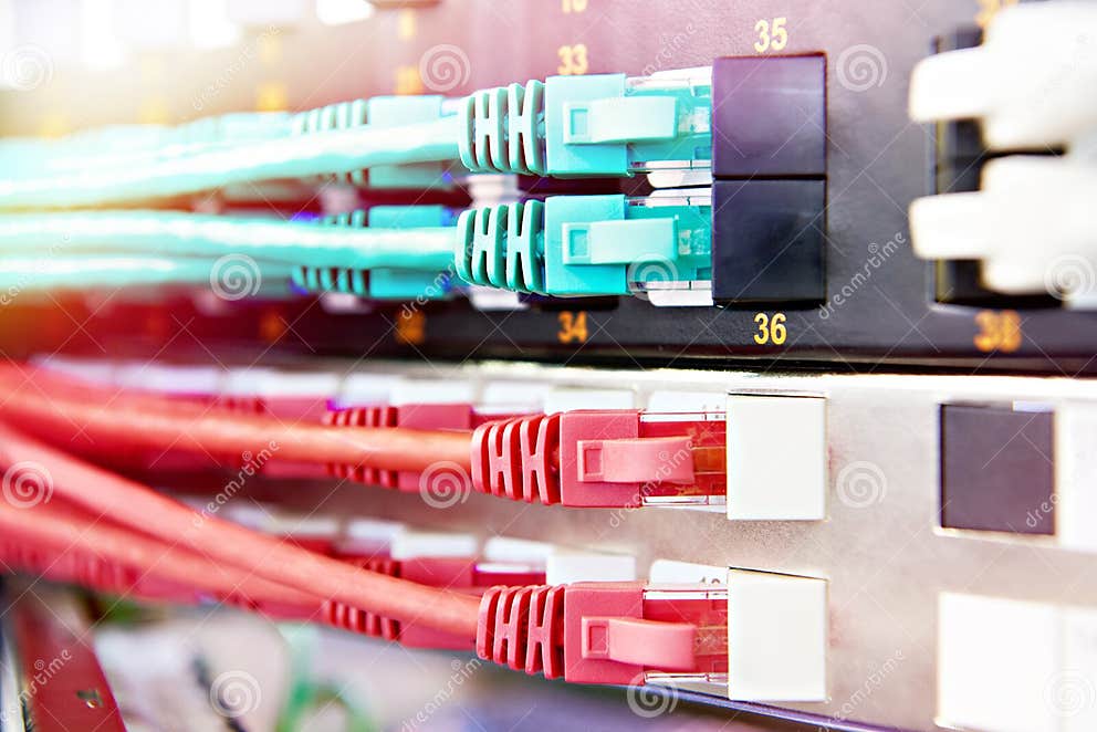 Network Cables with Connectors on Switch Stock Image - Image of ...