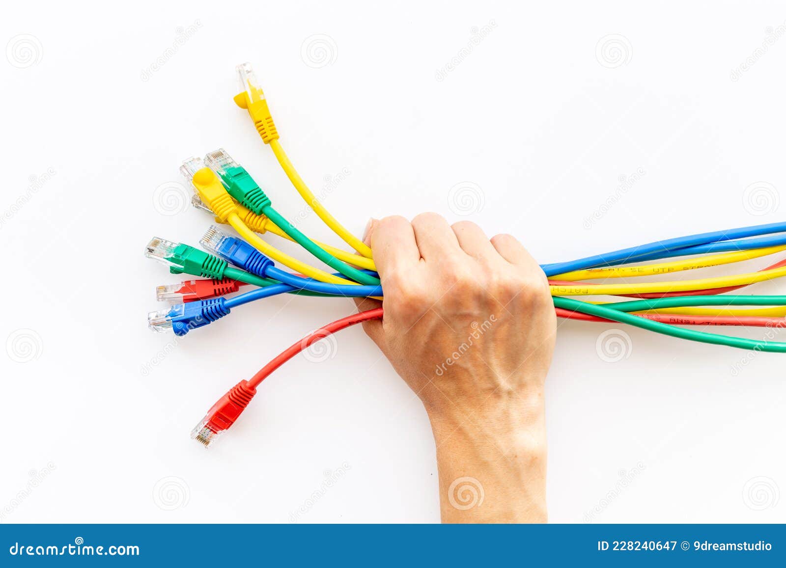 Network Cables and Electrical Wires, Top View Stock Image - Image of ...