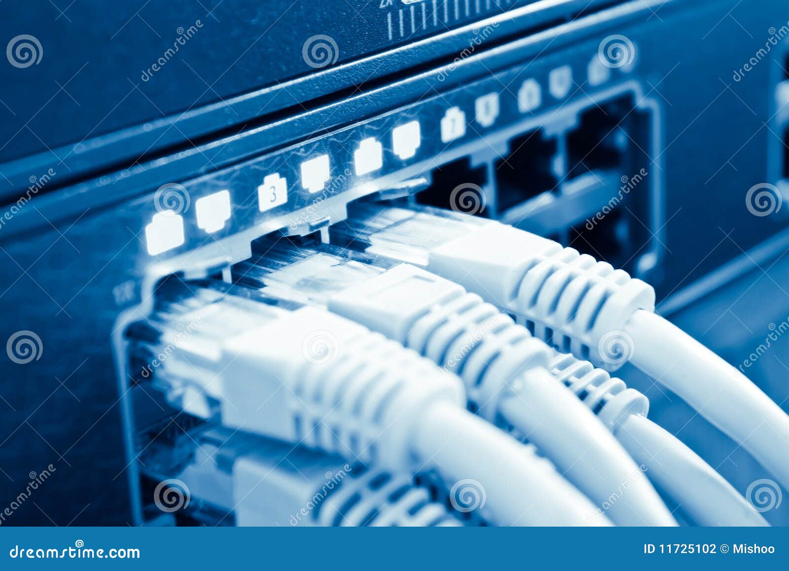 Network cables in hub stock photo. Image of communication - 11725102
