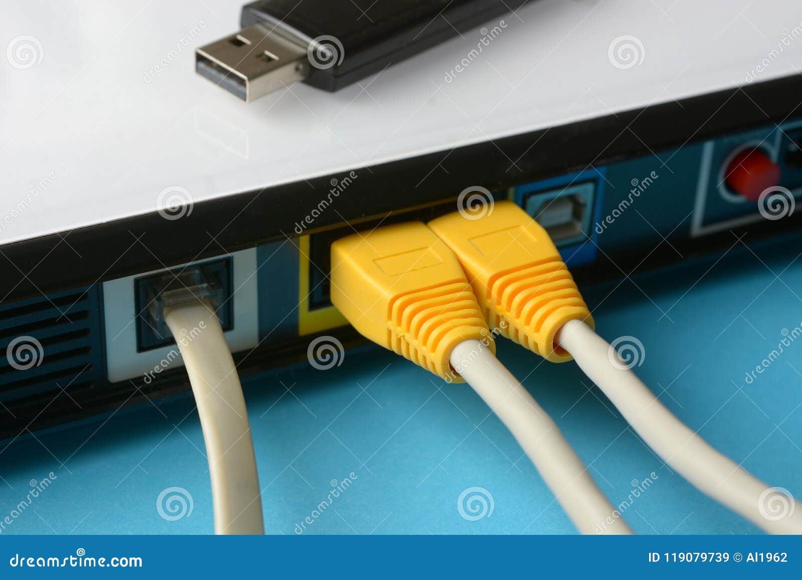 Network Cables - Modem Router - Internet Connection Stock Image - Image ...