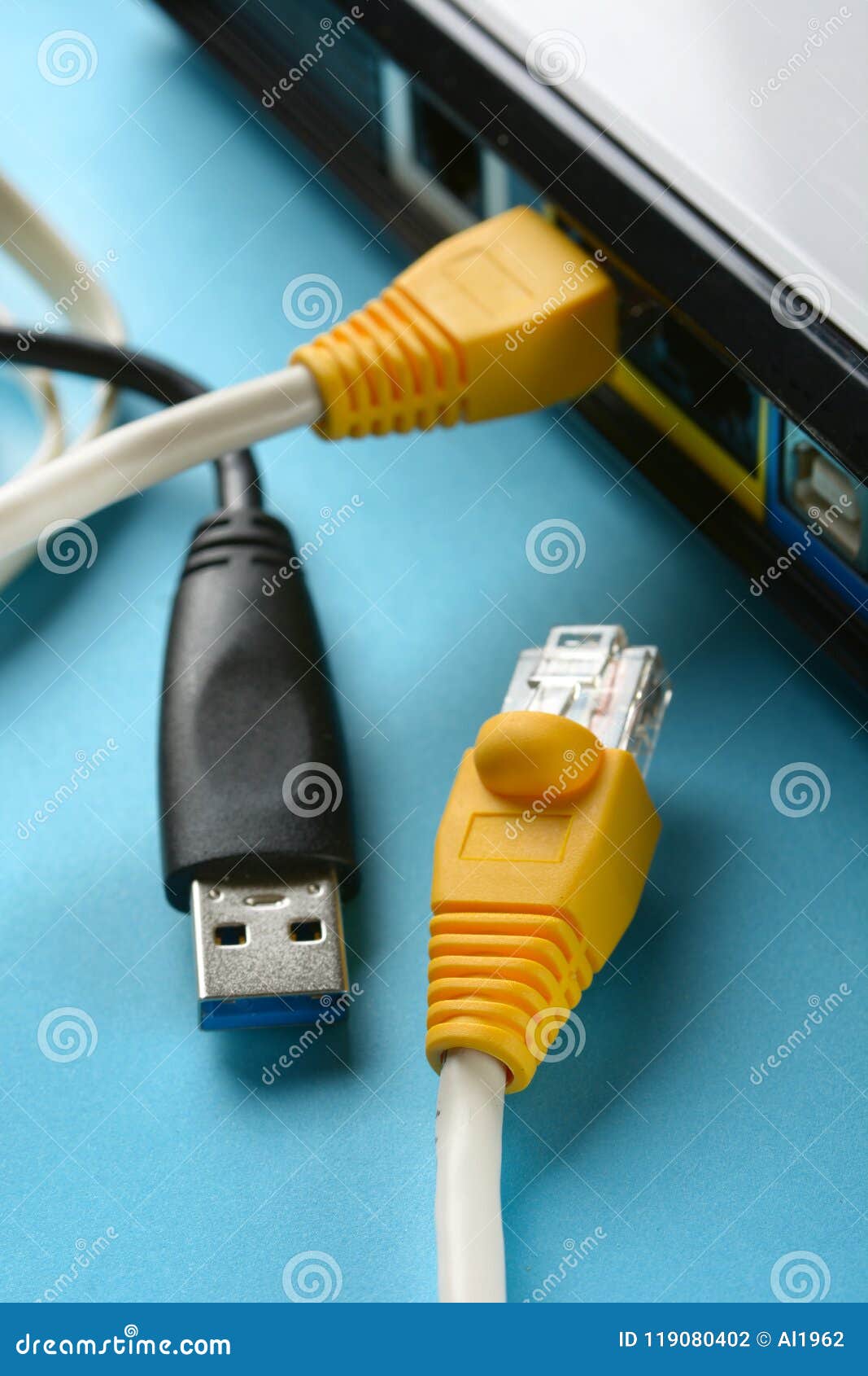 Network Cables - Modem Router - Internet Connection Stock Photo - Image ...