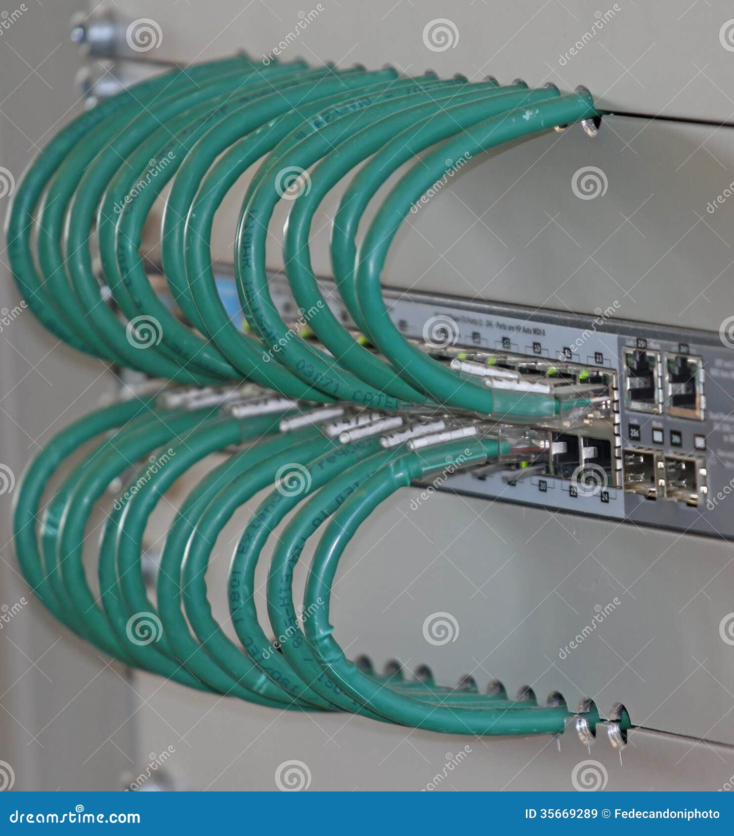 Network Cables in a Patch Panel for the Connection of the Computer ...