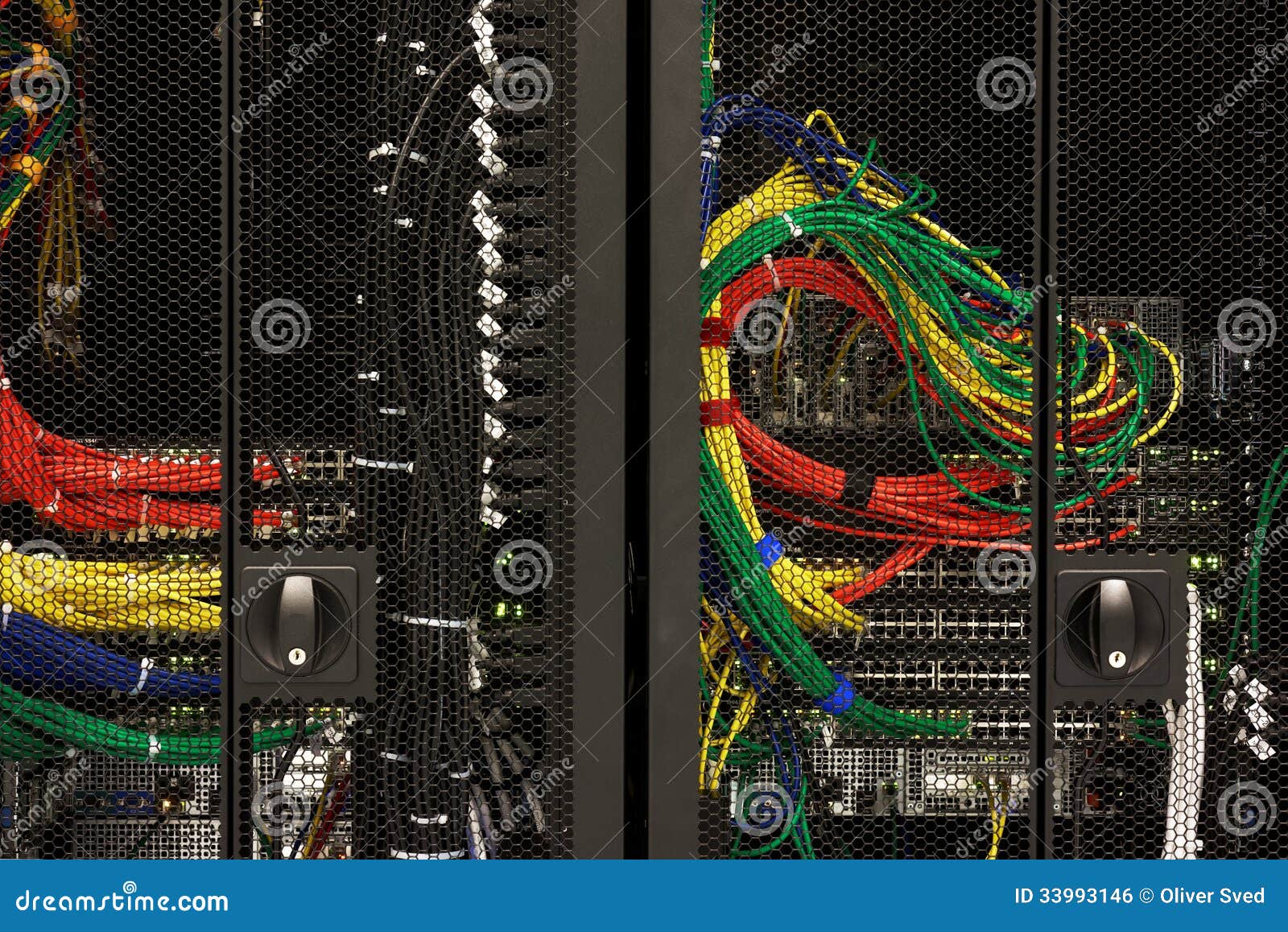 Network cables of a server stock photo. Image of power - 33993146