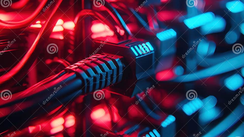 Network Cables, a Striking Assembly of Red and Blue Network Cables ...