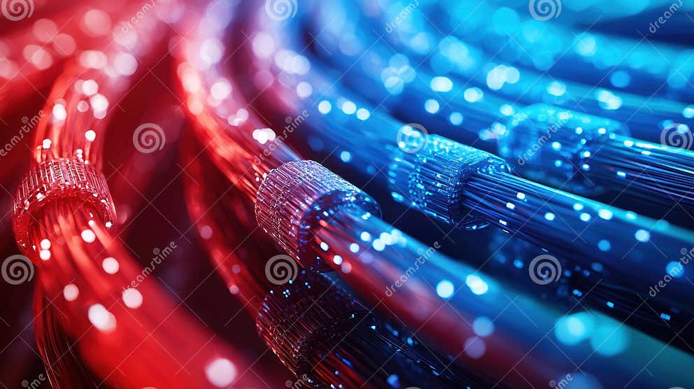 Network Cables, a Striking Assembly of Red and Blue Network Cables ...