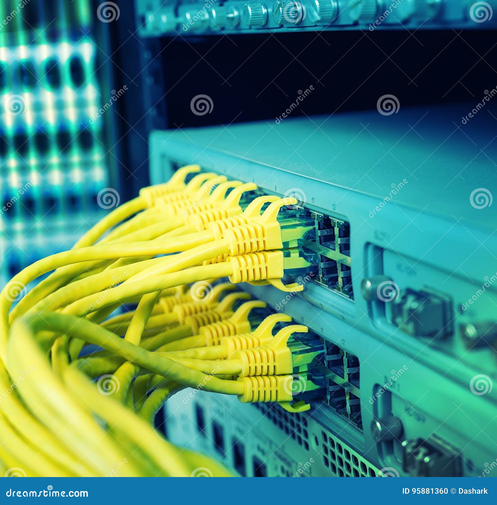 Network Cables in Switch and Firewall Stock Photo - Image of computing ...