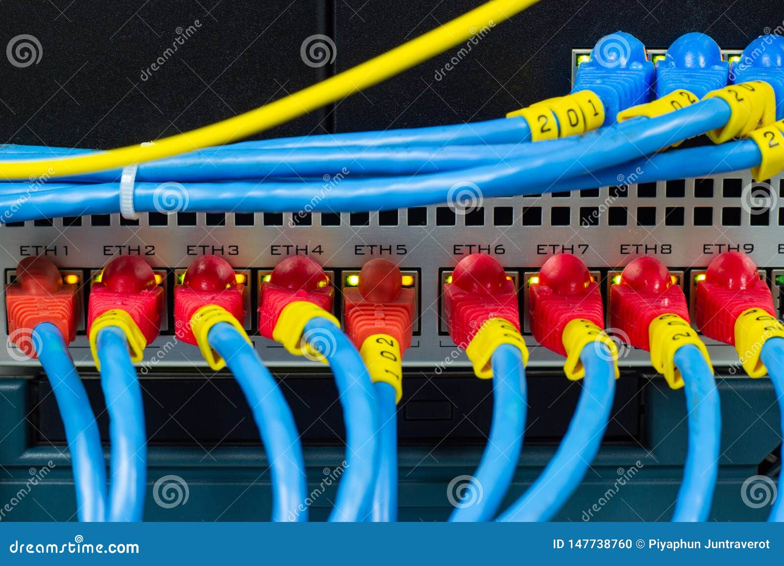 The Network Cables To Connect Lan Port Stock Photo - Image of business ...