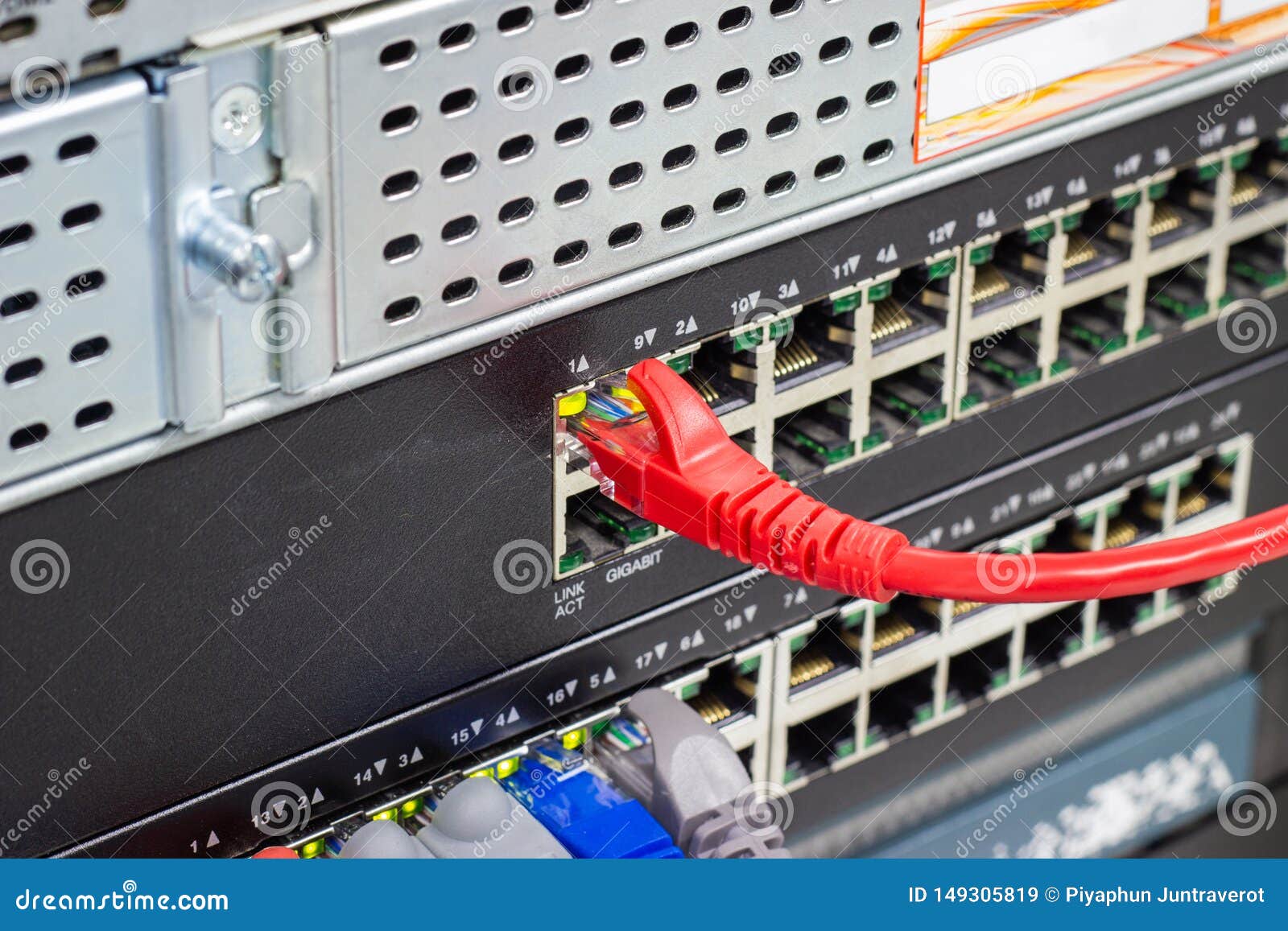 The Network Cables To Connect Lan Port Stock Image - Image of component ...