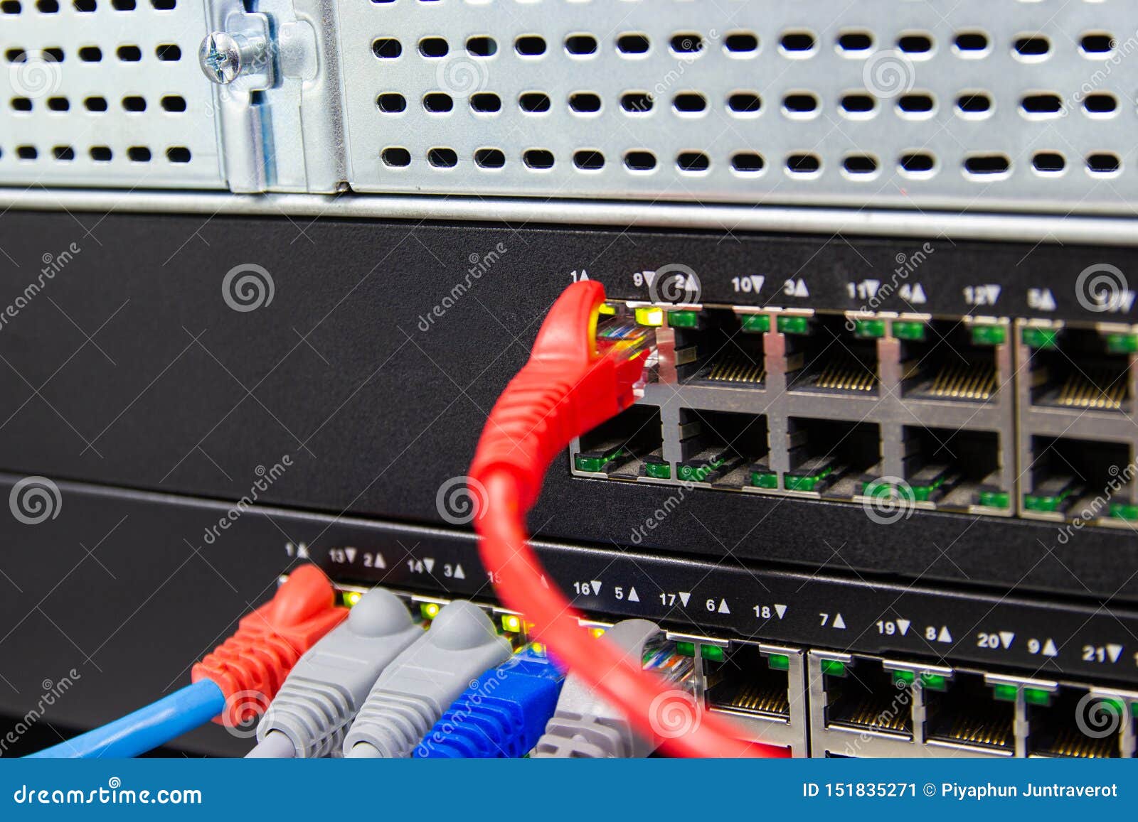 The Network Cables To Connect Lan Port Stock Image - Image of closeup ...
