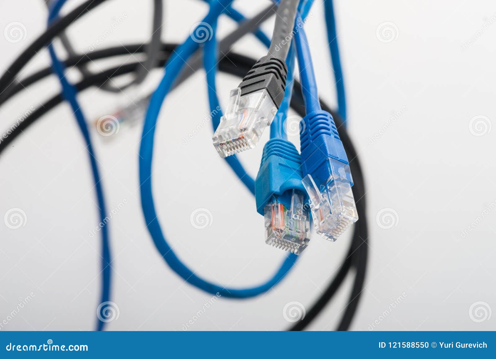 Network Cables RG-45 Network Connection Connectors Close-up Stock Photo ...