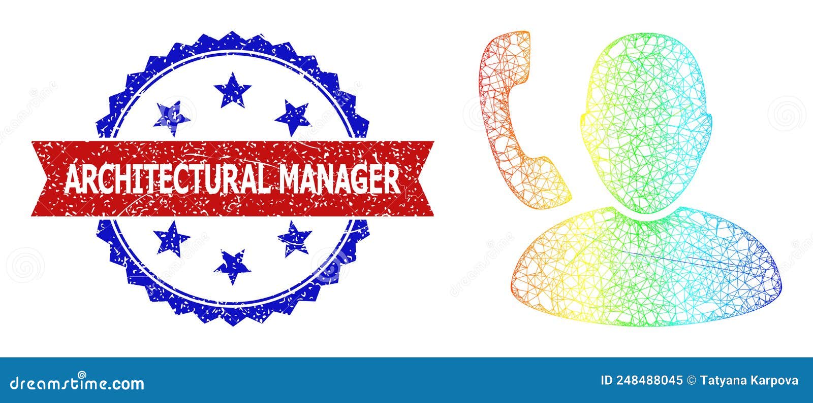 Network Call Manager Mesh Icon with Spectrum Gradient and Scratched ...