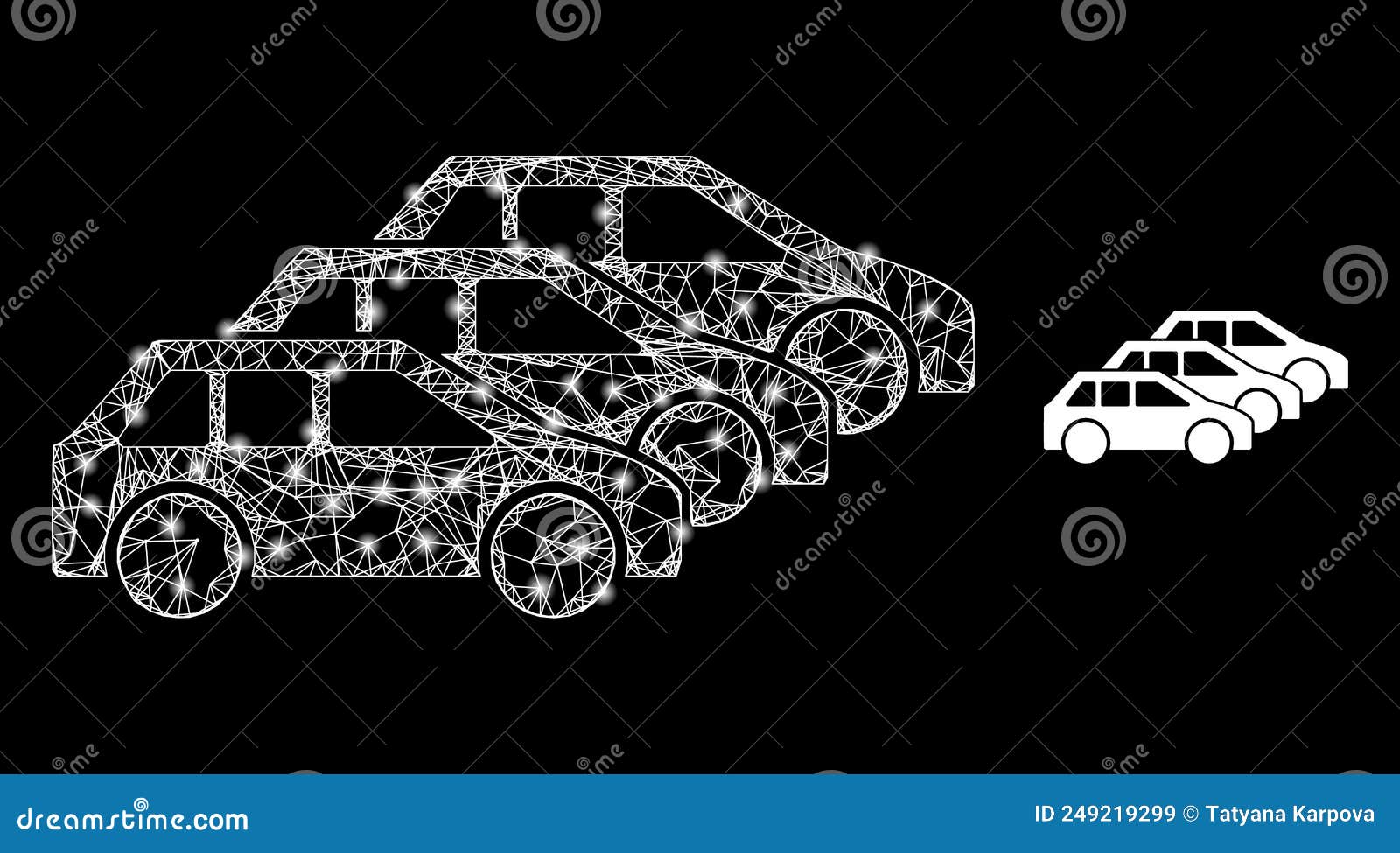 Network Car Traffic Mesh Icon with Glare Lightspots Stock Vector ...