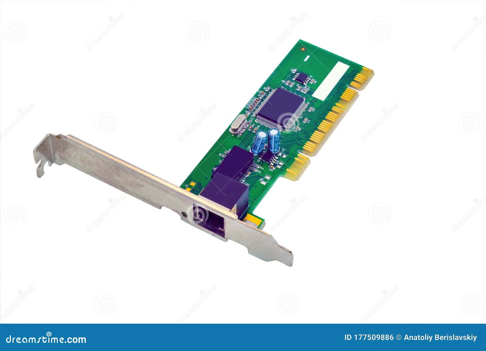 Network Card for Desktop Computers Isolate on a White Background Close ...
