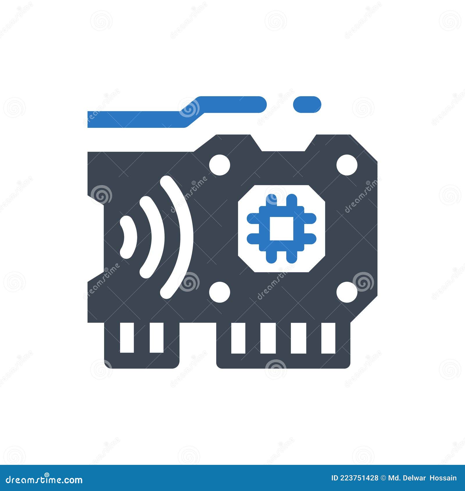 Network card icon stock vector. Illustration of hardware - 223751428