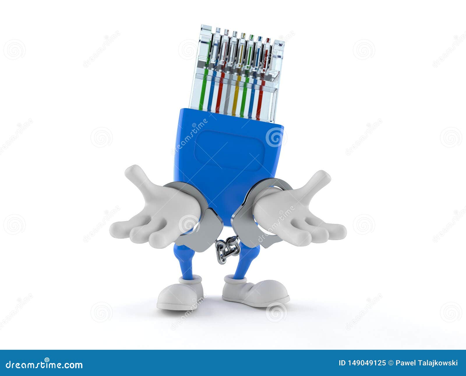 Network Character in Handcuffs Stock Illustration - Illustration of ...
