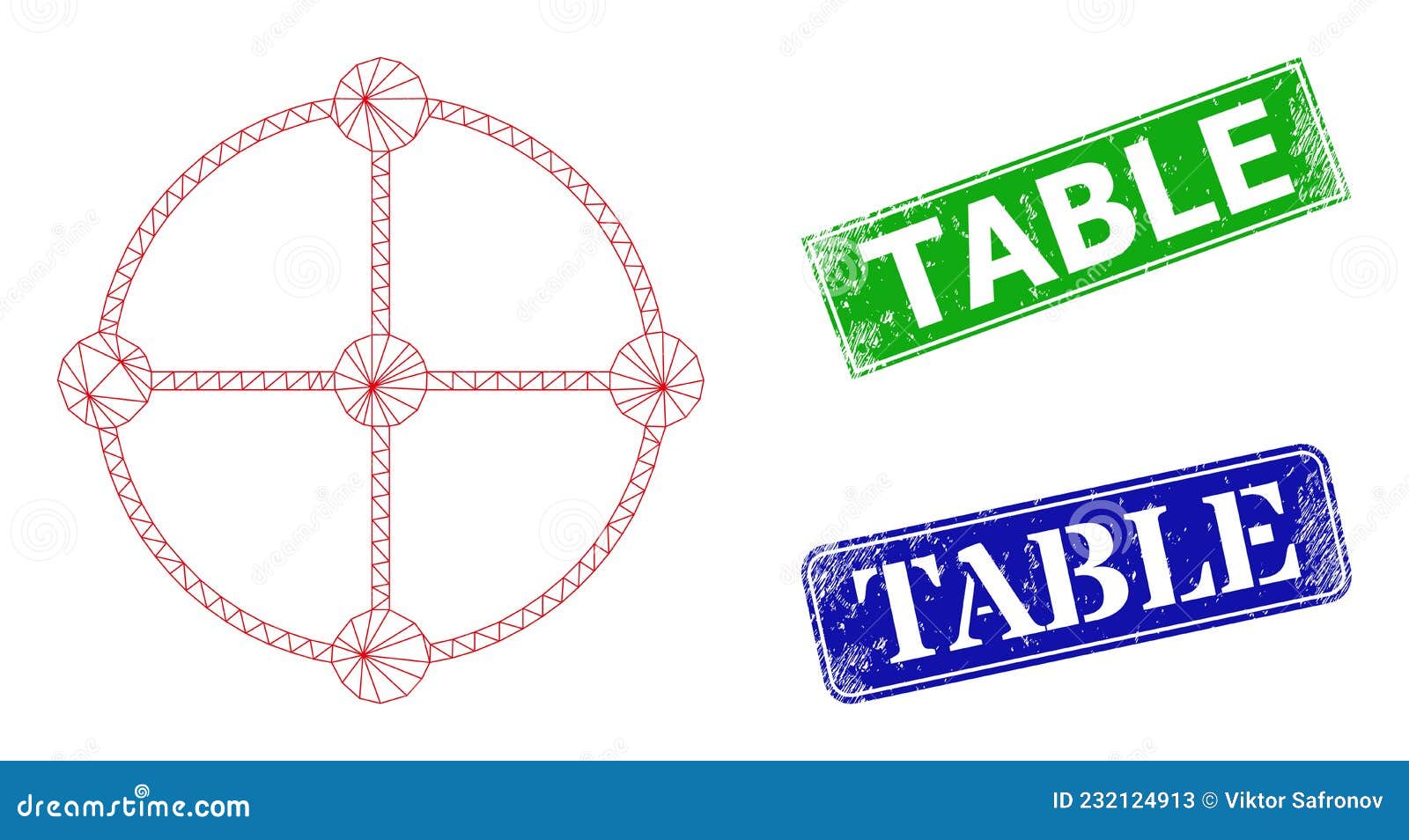 Grunged Table Imprints and Triangular Mesh Circle Grid Nodes Icon Stock ...