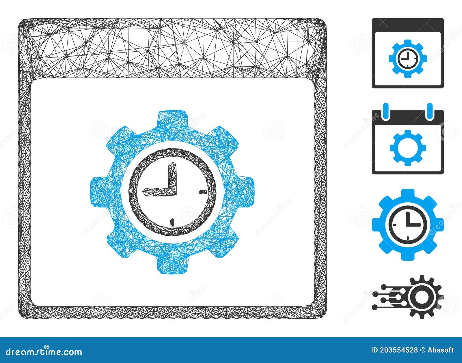 Network Clock Configuration Gear Calendar Page Vector Mesh Stock ...