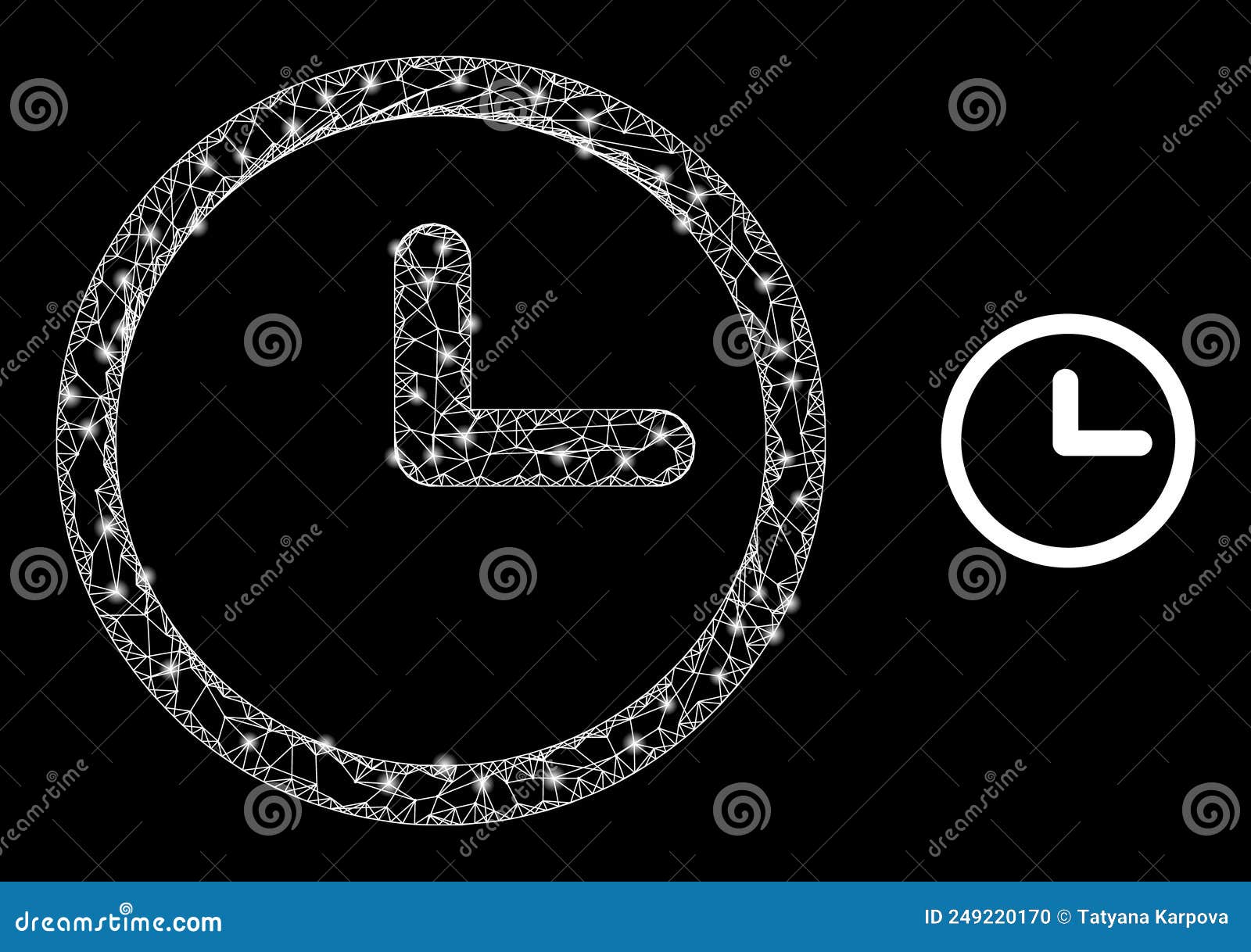 Net Clock Mesh Icon with Glare Light Spots Stock Vector - Illustration ...
