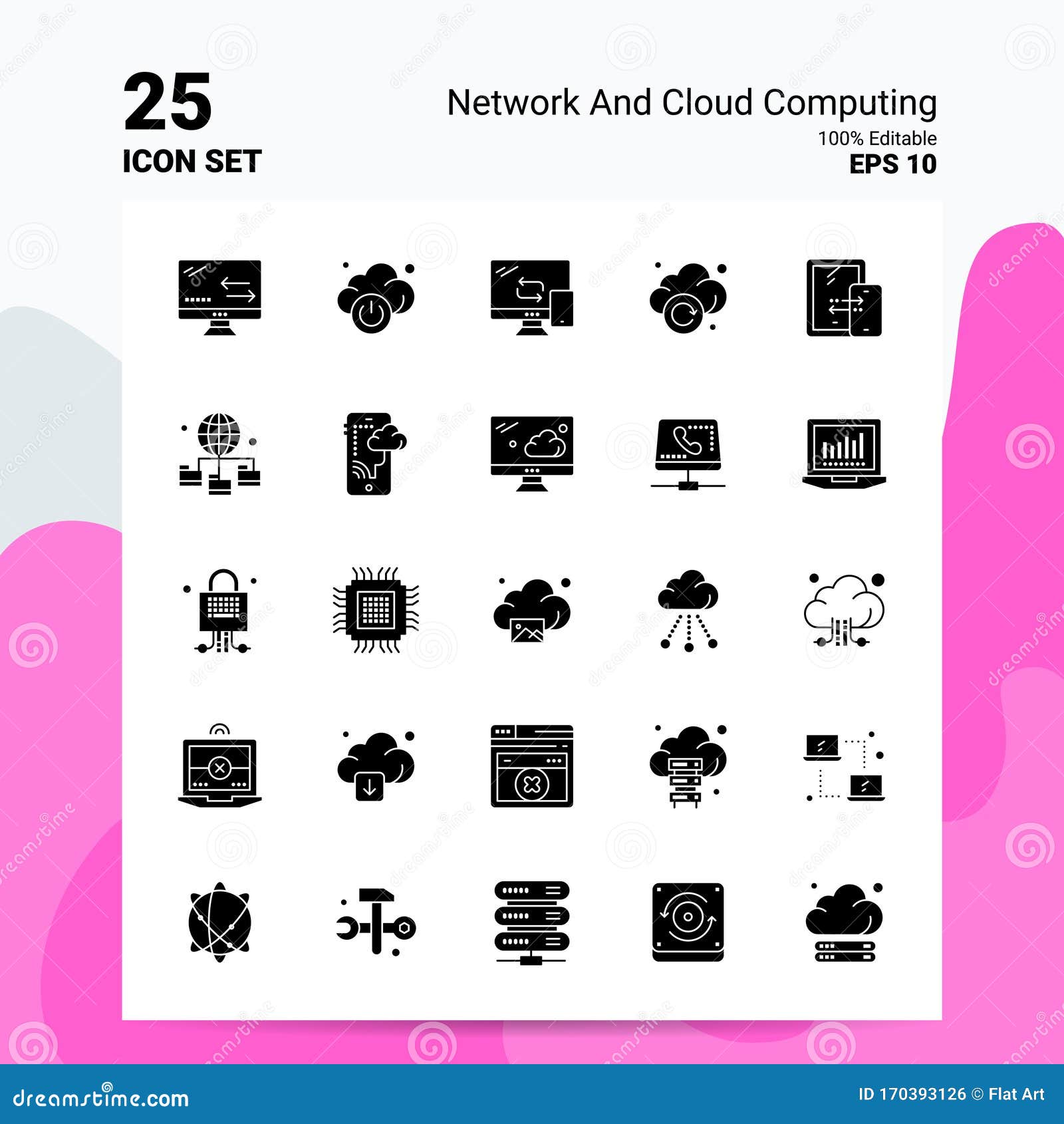 25 Network and Cloud Computing Icon Set. 100 Editable EPS 10 Files Stock Vector - Illustration ...
