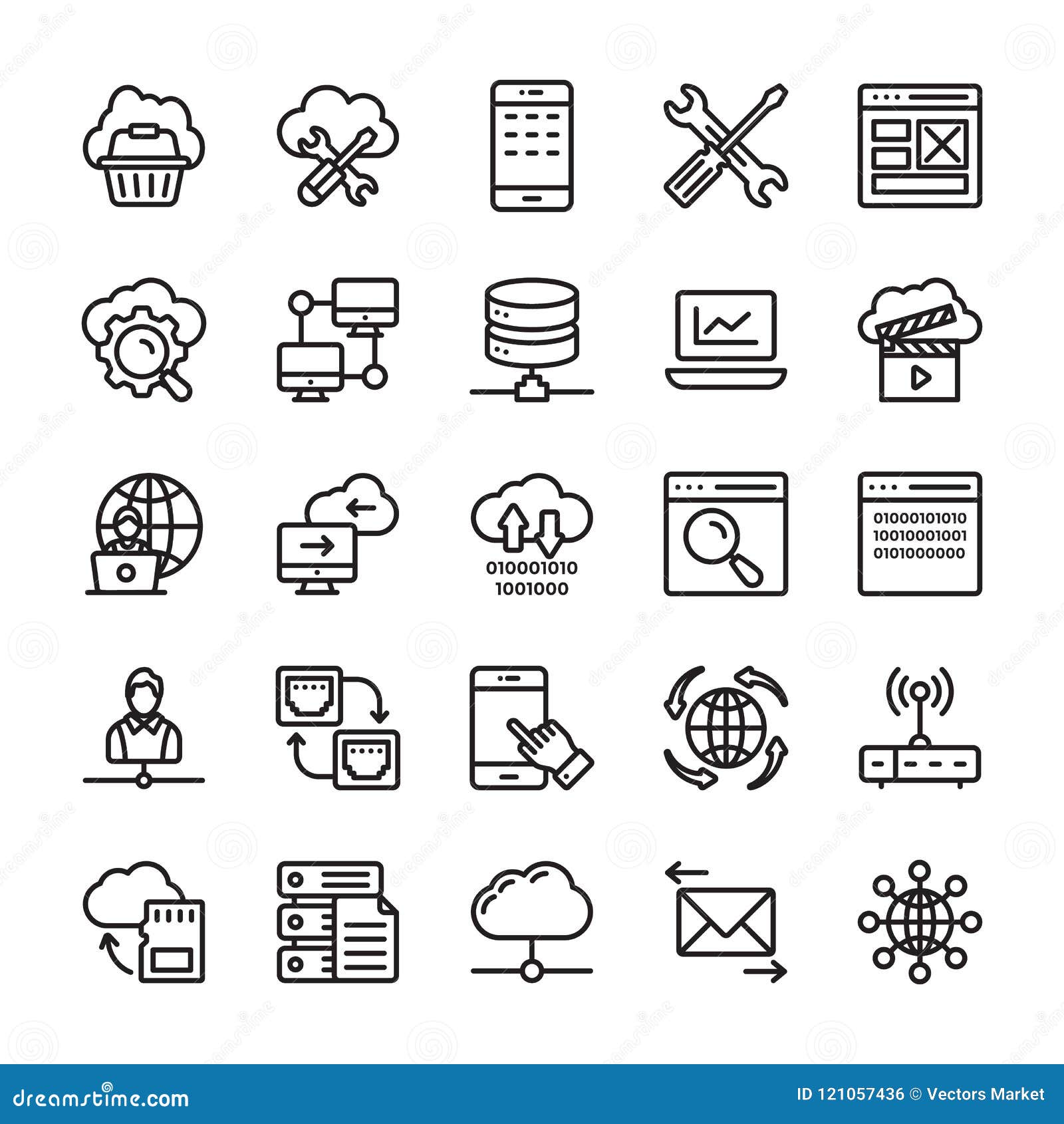Network and Cloud Computing Icons Set Stock Illustration - Illustration ...