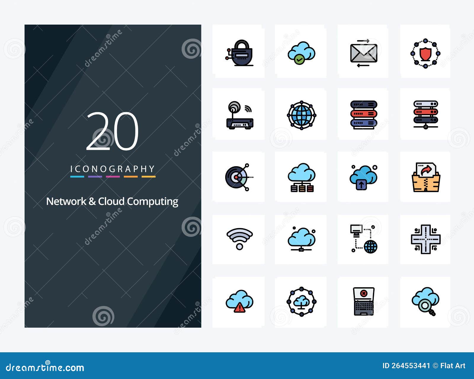 20 Network and Cloud Computing Line Filled Icon for Presentation Stock Vector - Illustration of ...