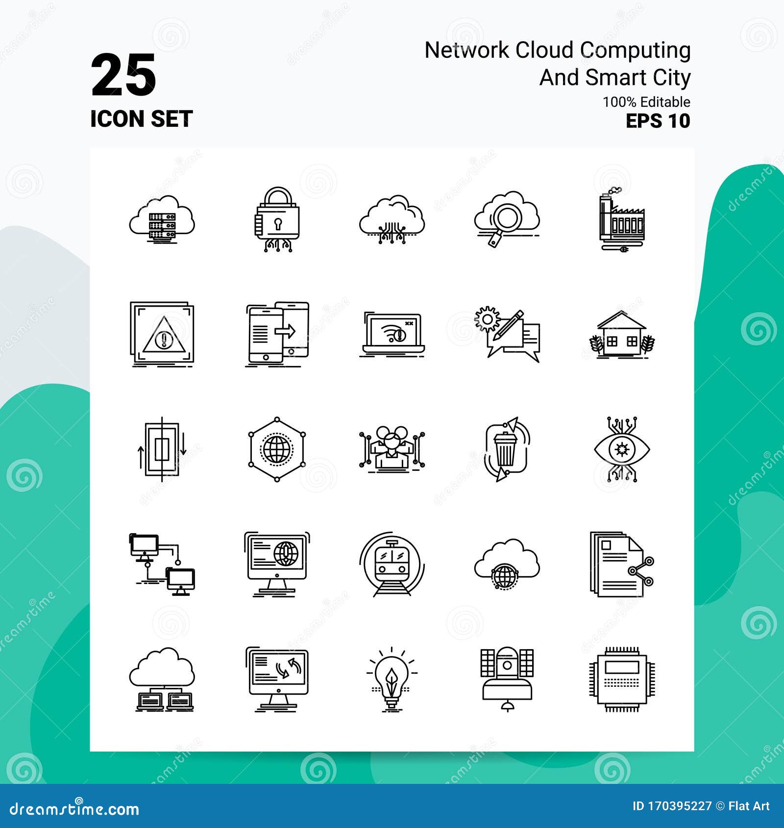 25 Network Cloud Computing and Smart City Icon Set. 100 Editable EPS 10 ...