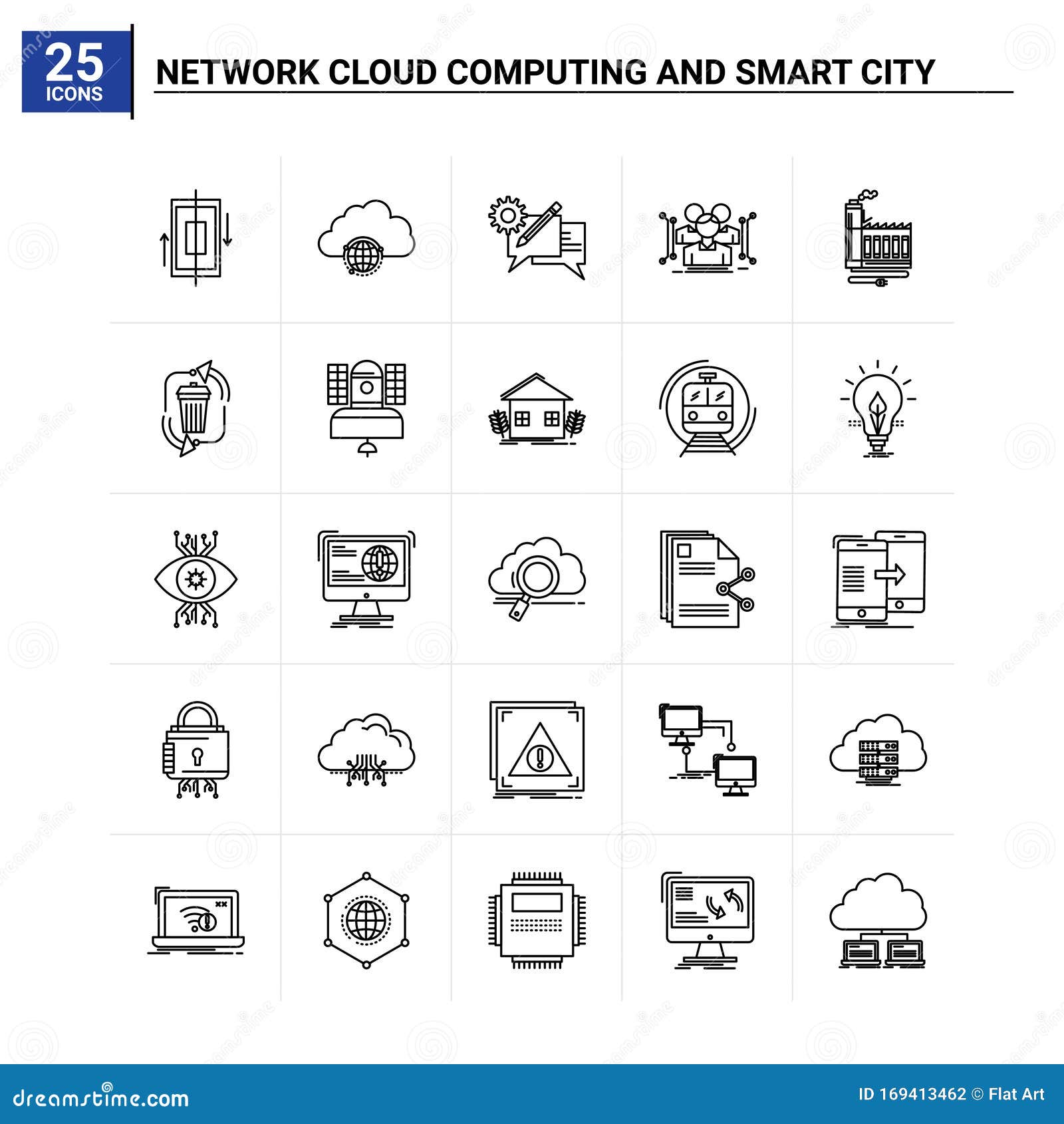25 Network Cloud Computing and Smart City Icon Set. Vector Background Stock Vector ...