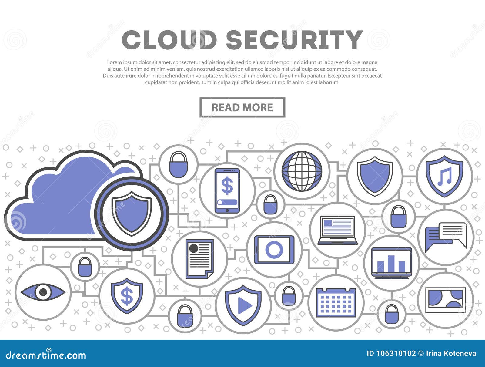 Network Cloud Security Linear Style Infographics Stock Vector ...