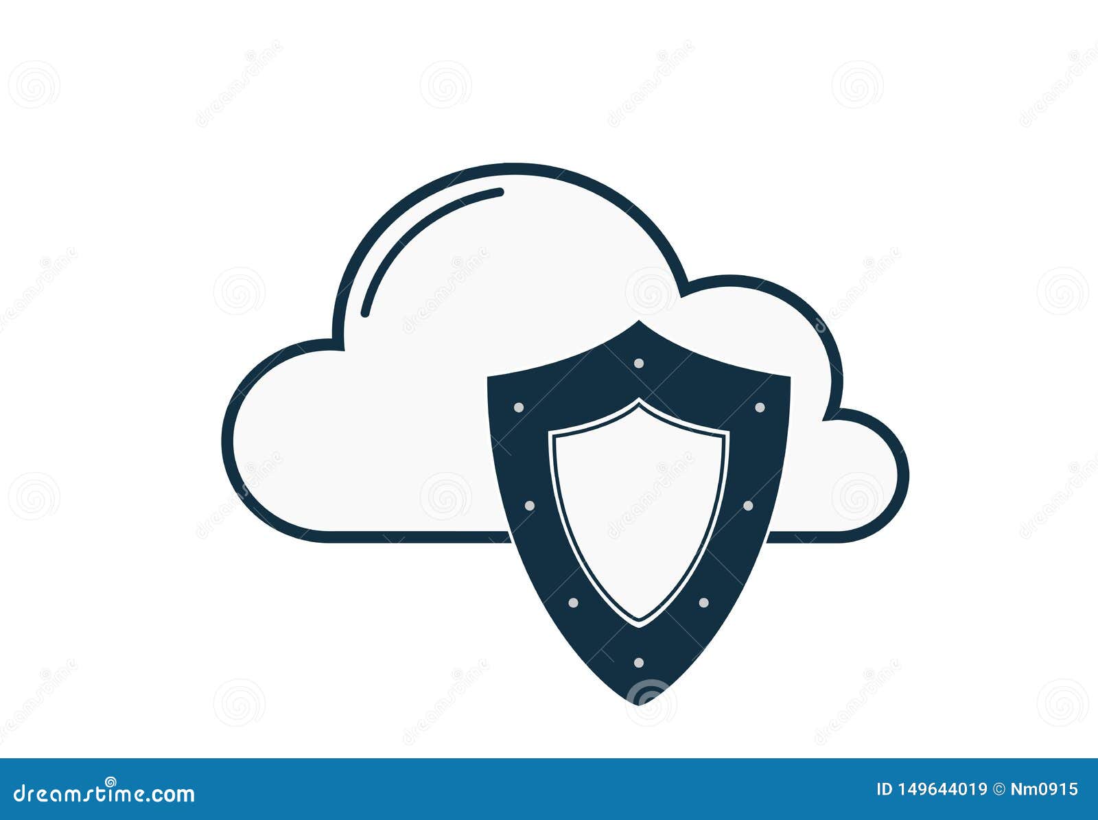 Network Cloud and Shield Icon. Symbol of Internet and Databases Storage ...