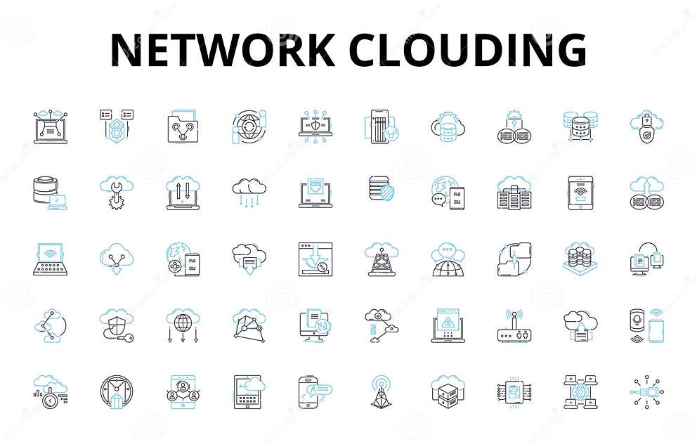 Network Clouding Linear Icons Set Virtualization Scalability