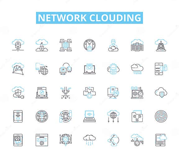 Network Clouding Linear Icons Set Virtualization Scalability